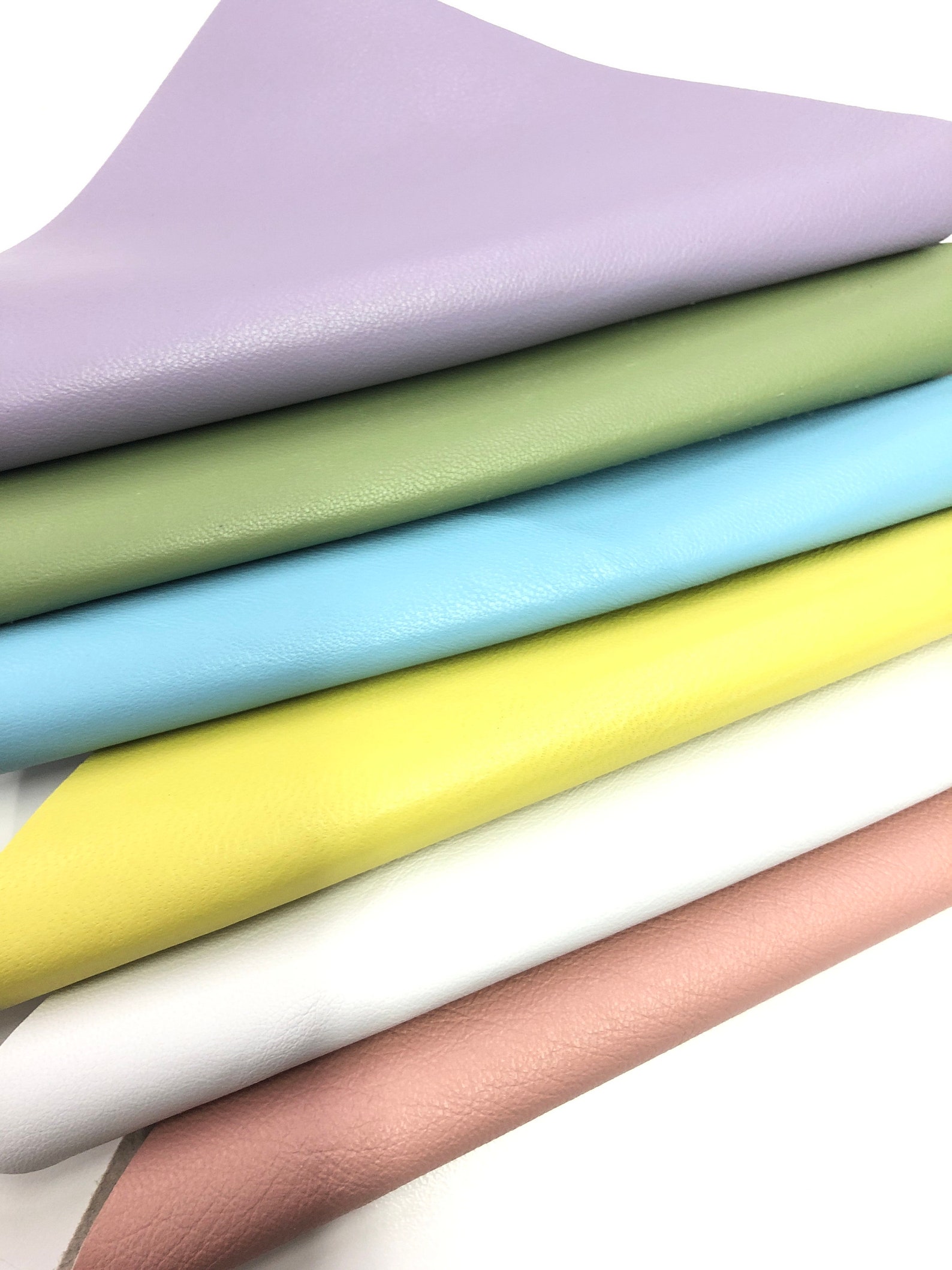 LEATHER NEW Pastel Colors LEATHER Set of 6 Colors Pink, White, Light ...