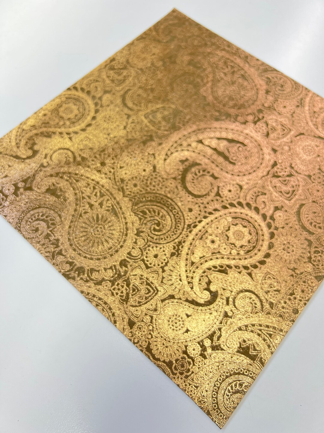 LEATHER 10”x10” Copper Metallic Paisley SUEDE GENUINE Leather Sheet - Etsy
