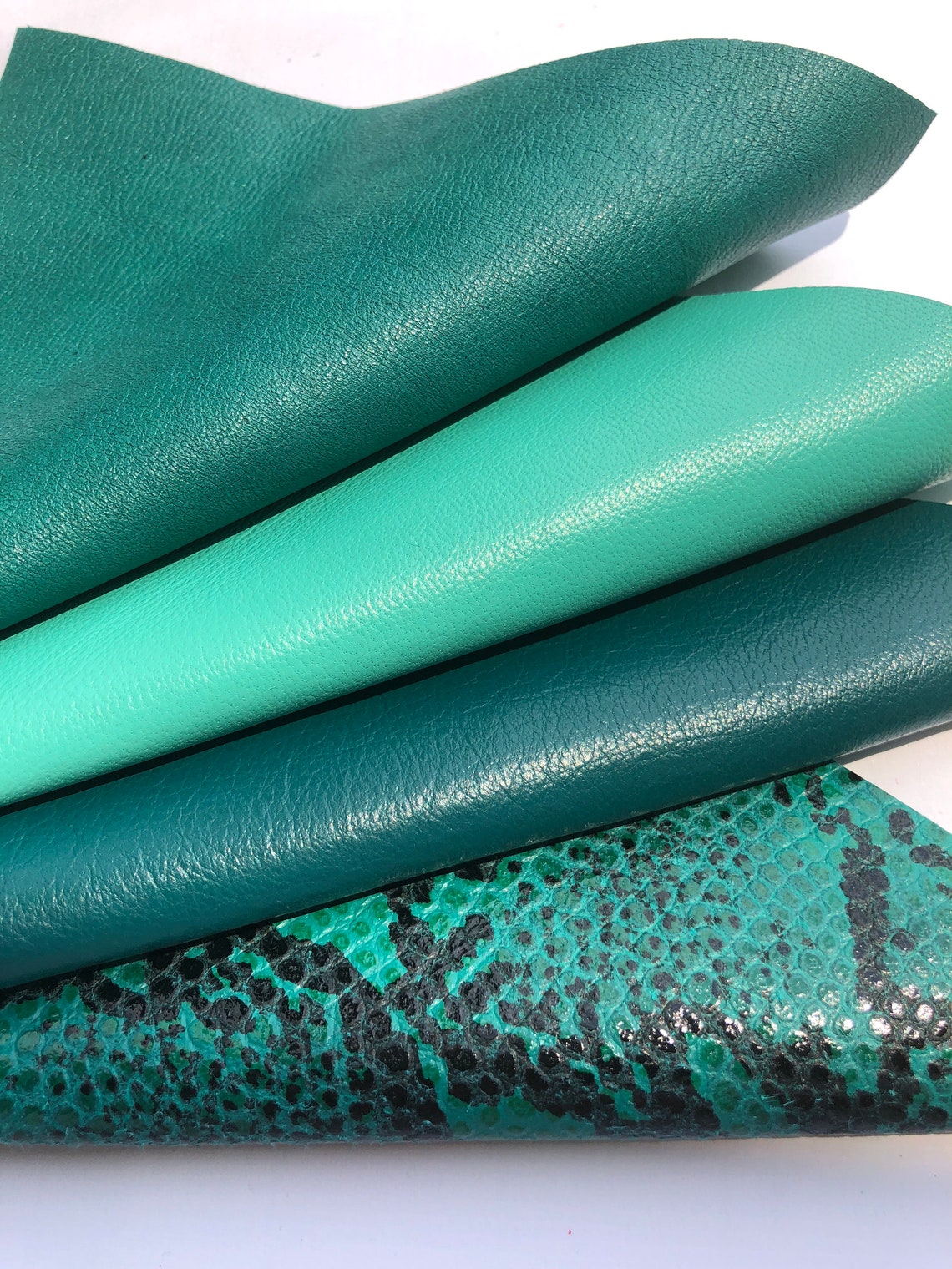 LEATHER AQUA Teal/genuine Leather/set of 4 Sheets/choose Your Size/aqua ...