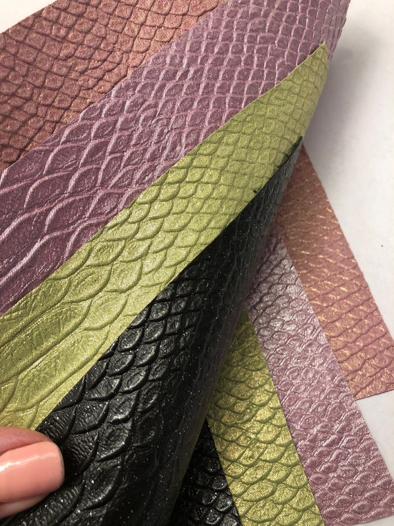 LEATHER SHIMMER GLITTER Snake Print/Pastel Colors/Sherbet | Etsy