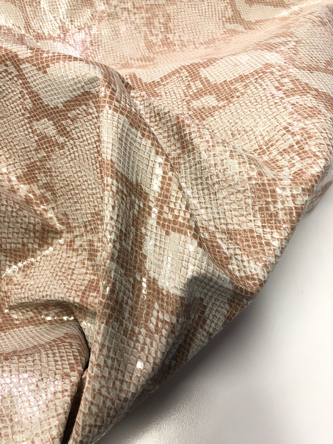 LEATHER SKINS Python Snakeskin Printed Pigskin Leather/thickness 0.7mm ...