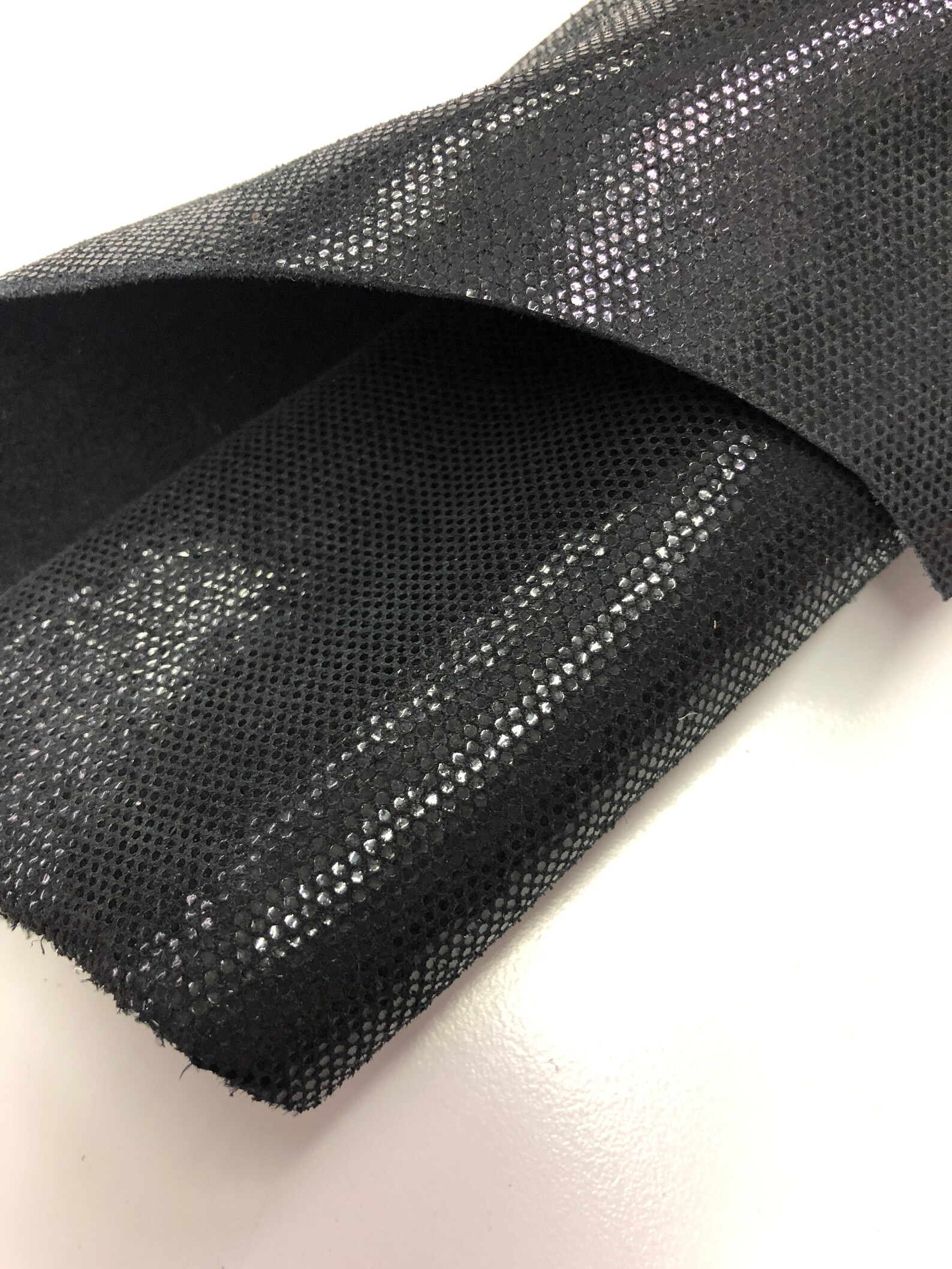 LEATHER 8"x10" Black SHINY DOT Leather/black Cowhide Suede/shiny Black ...