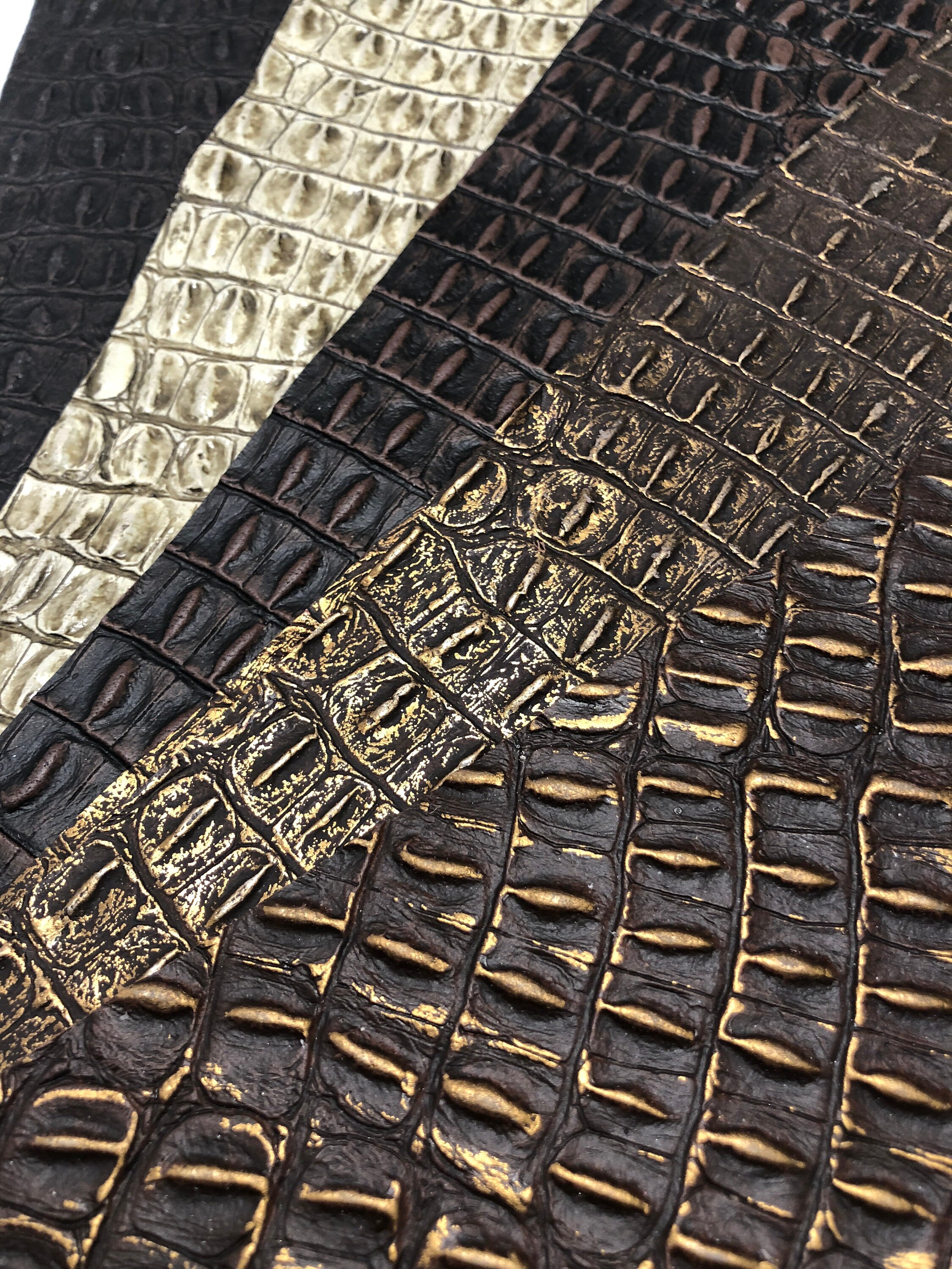 Genuine LEATHER MINI hornback CROCODILE Embossed Leather | Etsy