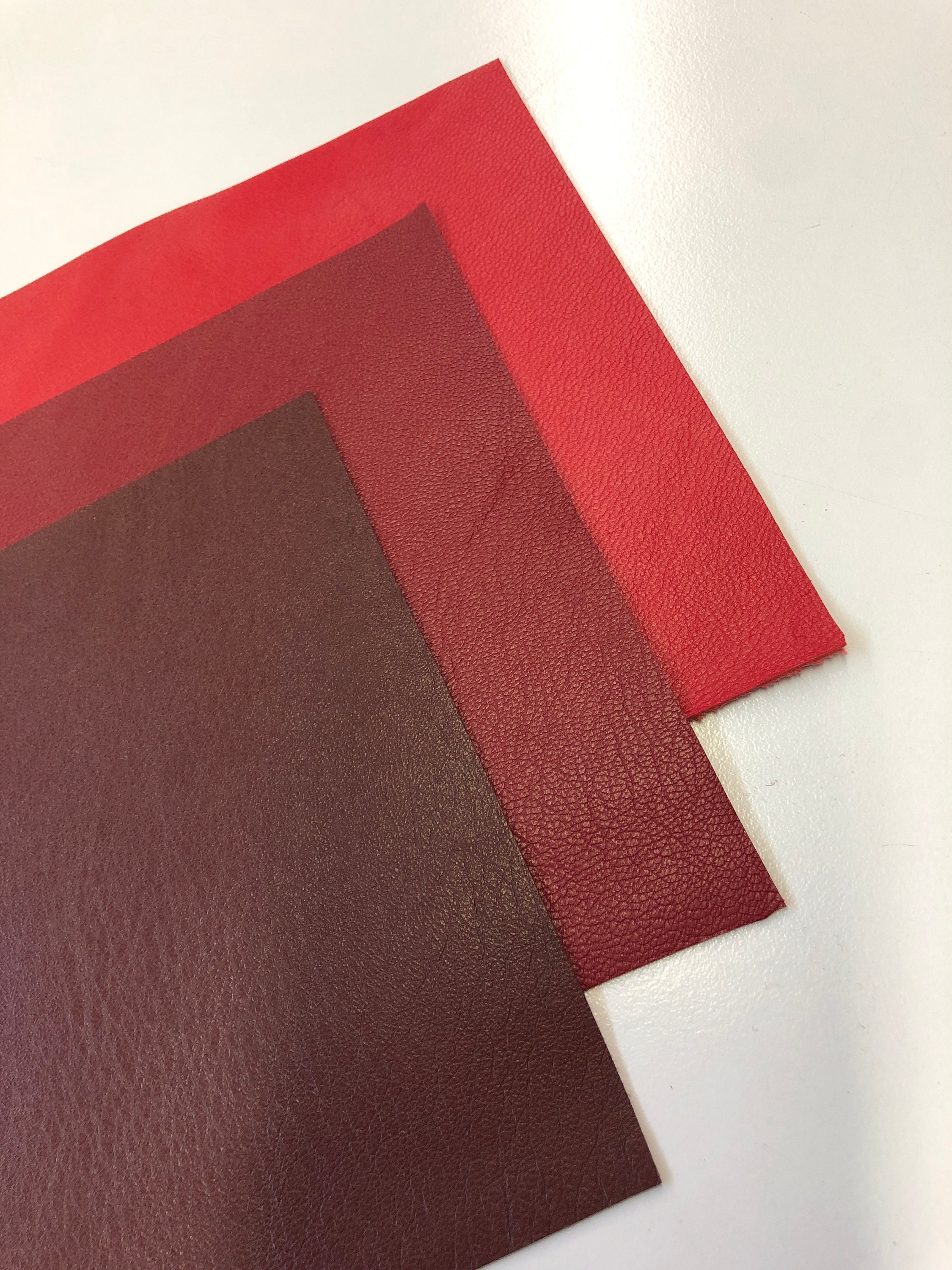 Leather RED Lambskin Leather, Fire Red Soft LEATHER Dark Red Leather ...