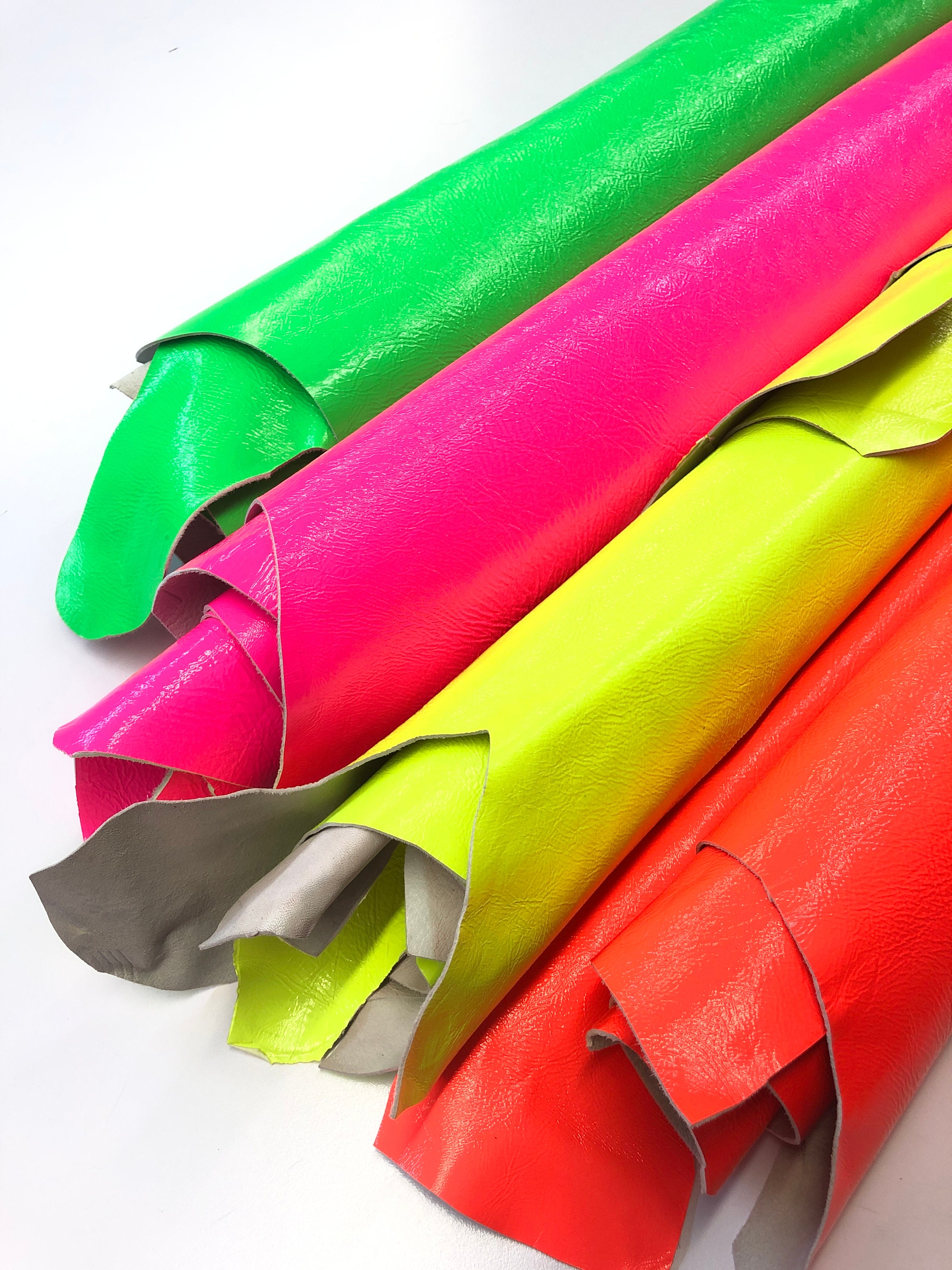 NEON LEATHER 12x24 Neon Green Pink Orange Yellow | Etsy