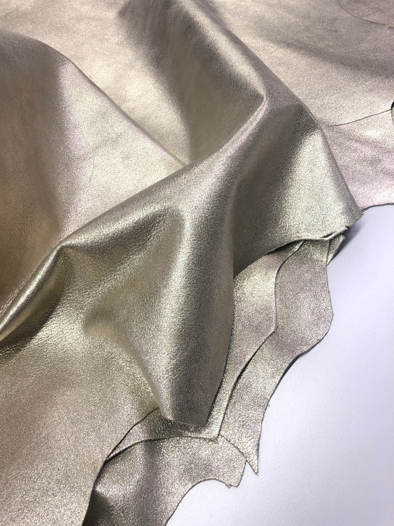 LEATHER Shimmering CHAMPAGNE Skin/Metallic Pale Gold Sparkle | Etsy