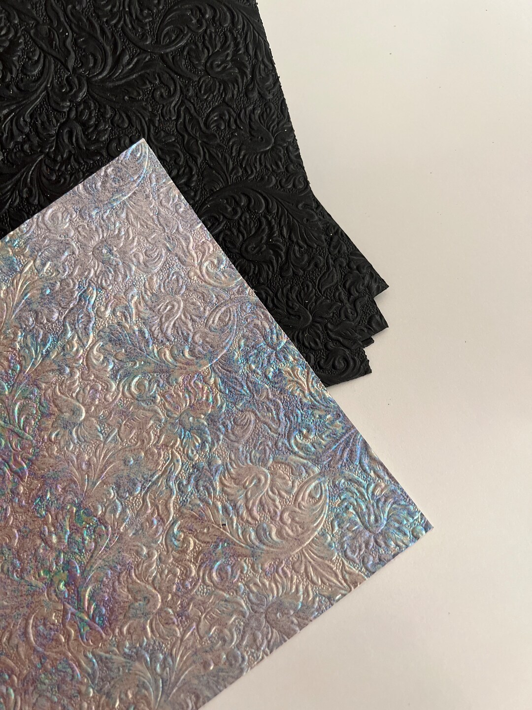 Hand Carved Look/ Floral EMBOSSED LEATHER SHEETS, Trim Leather With ...