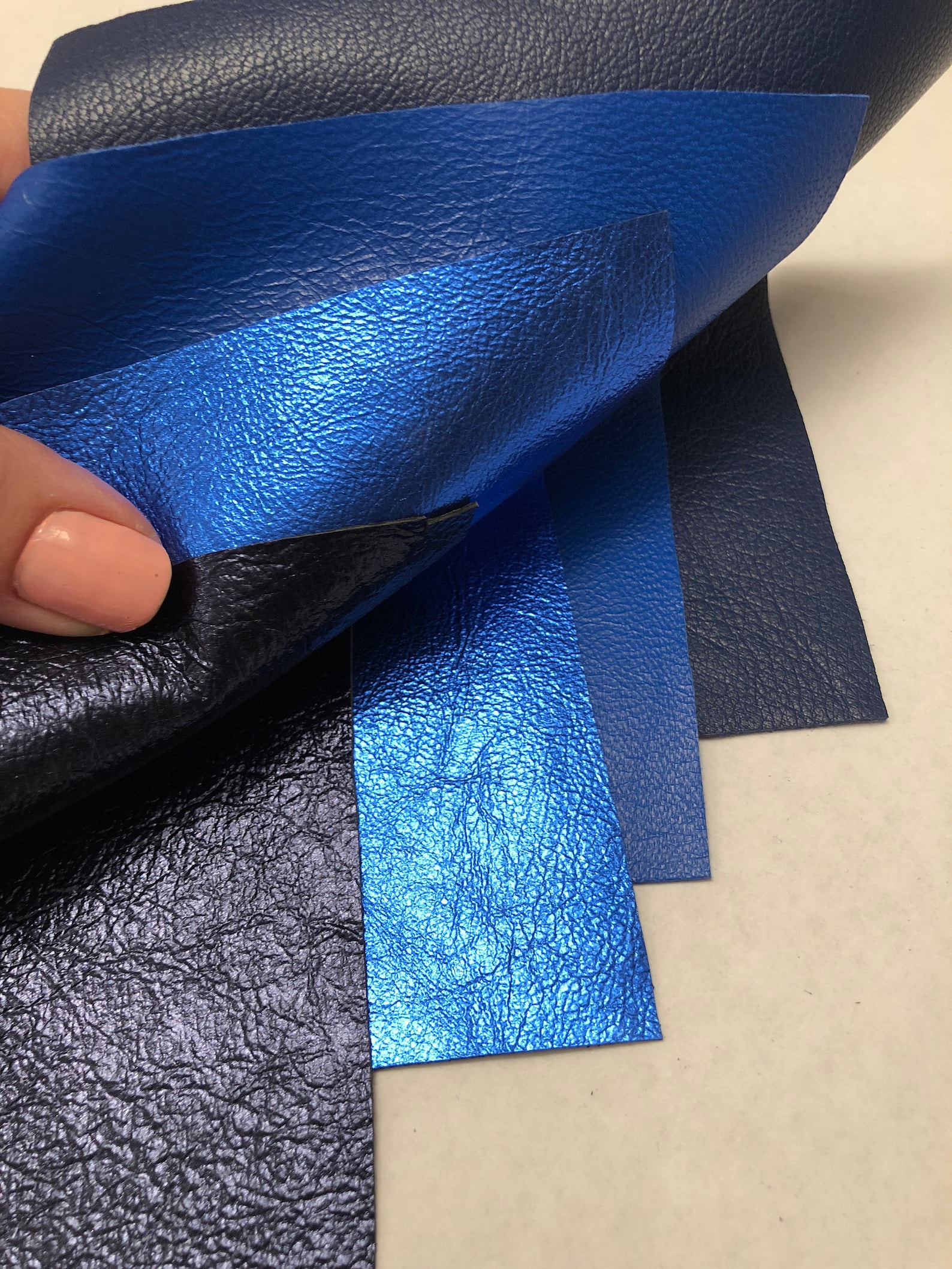LEATHER BLUE GENUINE Leather Set/4 Crafting Sheets/royal Blue Leather ...