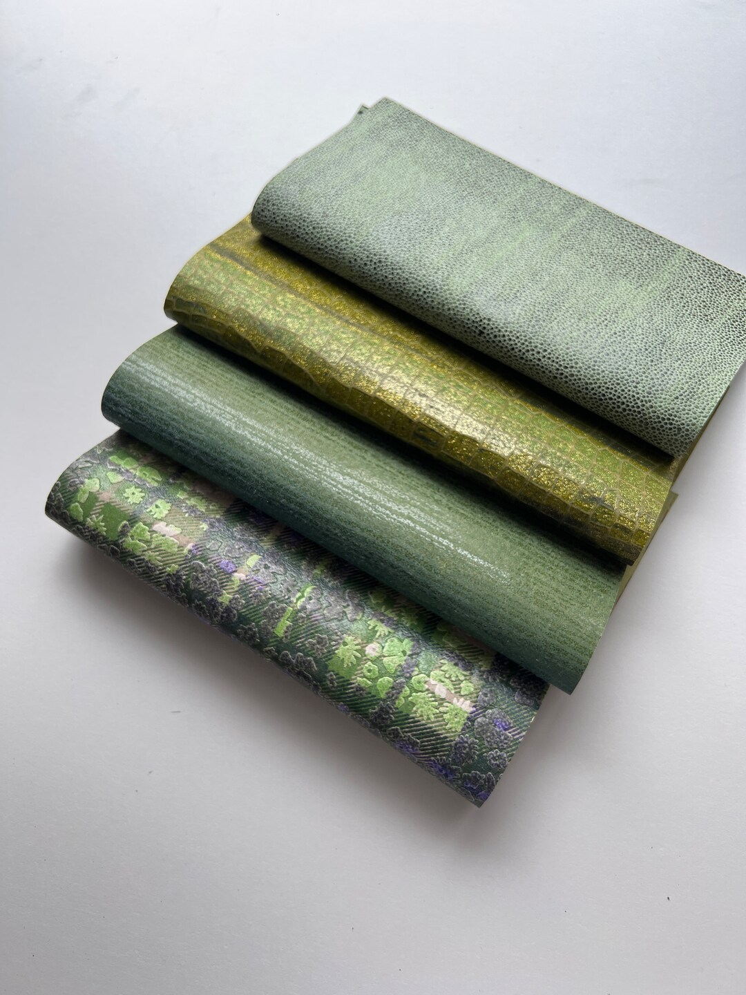LEATHER Sheets Hides 8”x8 Set of 4 GREEN Color Leathers - Etsy