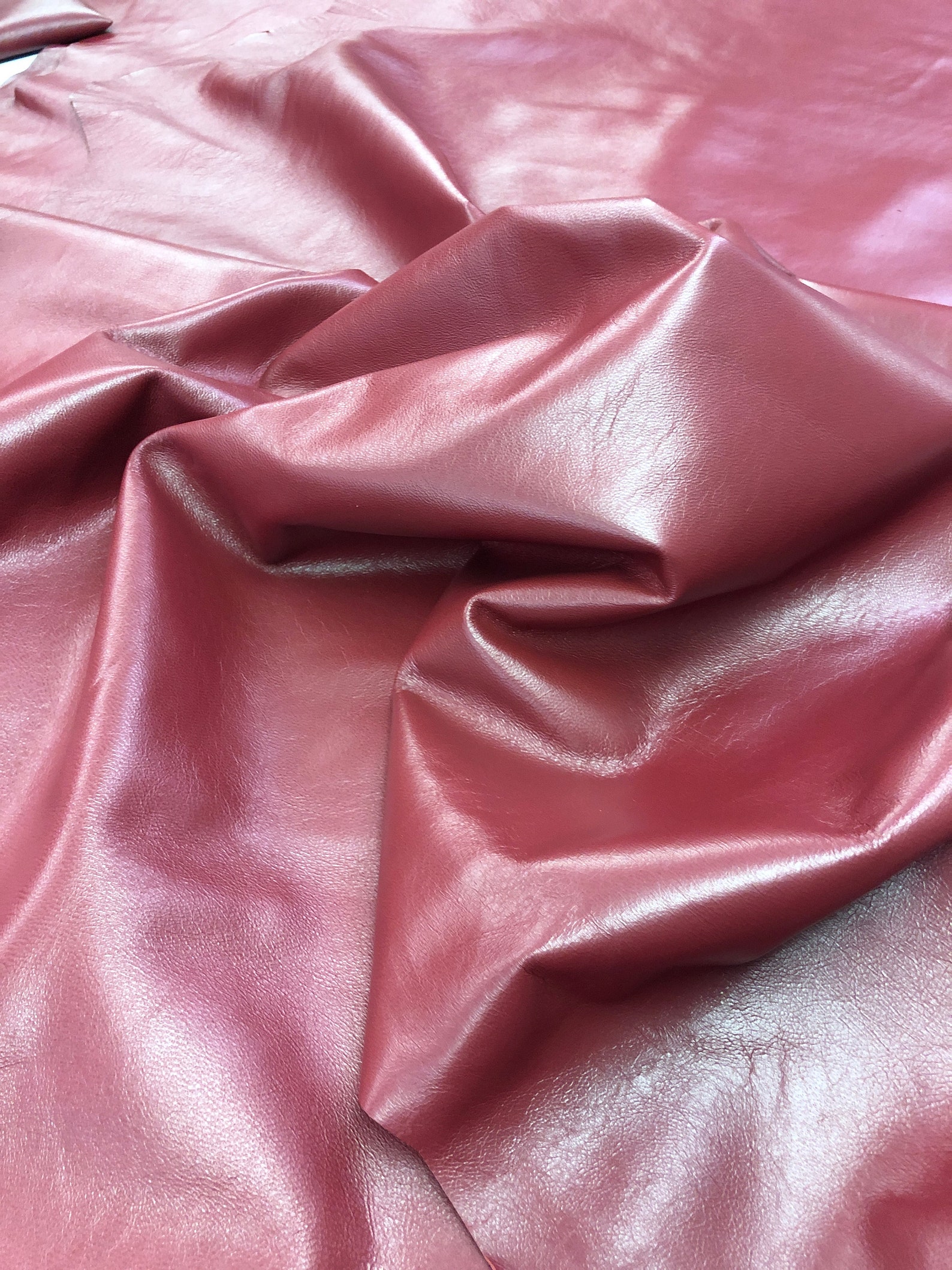 LEATHER Skins/dark RED Leather Skins/fall Red Lambskin Leather/ Buttery ...