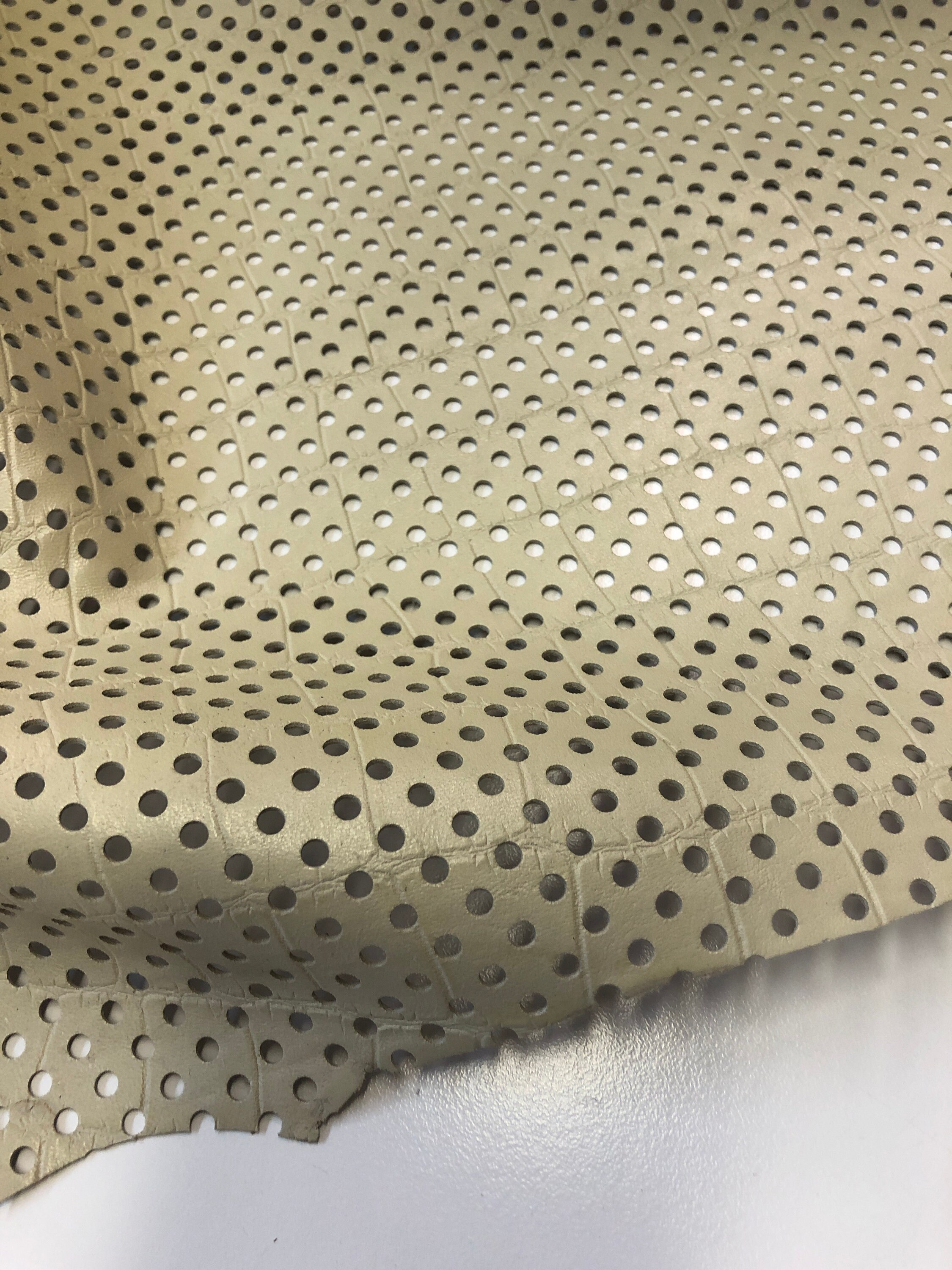 LEATHER PERFORATED Cream, Off-white Cut Out, Perf Polka Dot Leather ...