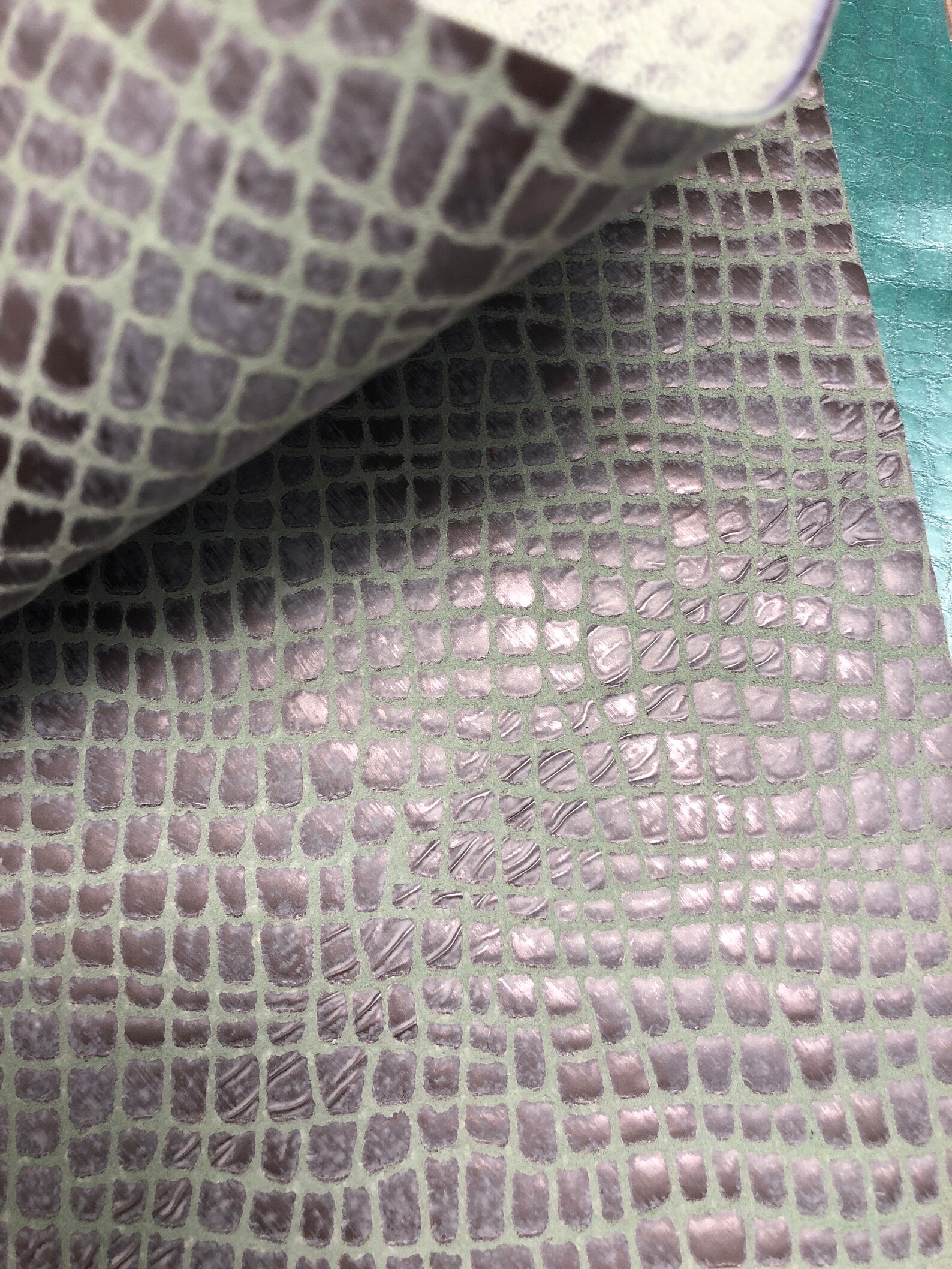 PEARL METALLIC CROCO Print Choose Your Color Turquoise Pale - Etsy
