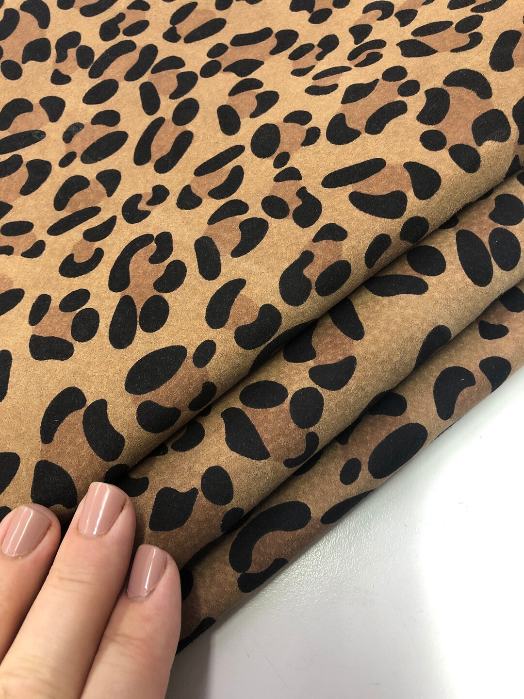LEATHER 12"x12" JAGUAR LEOPARD Calfskin Suede Printed Animal Print ...