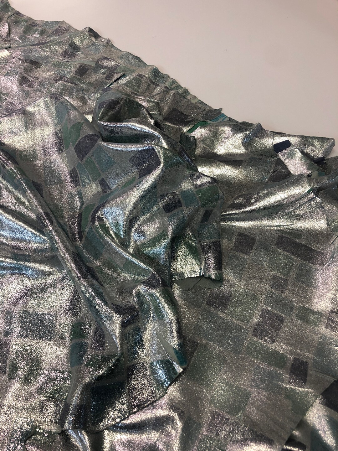 Silver Shimmering Suede Leather Sheet, Geometric Metallic Design - Etsy