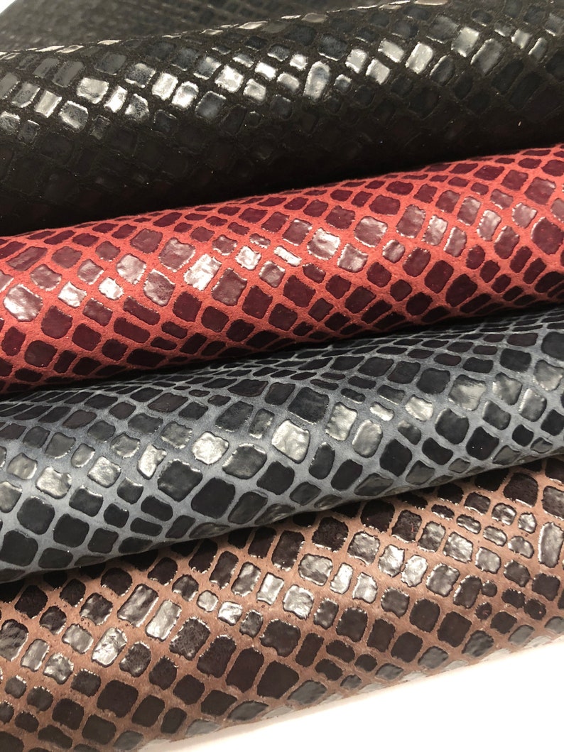 LEATHER Best Croco Print Genuine Leather Hide in Colors of | Etsy