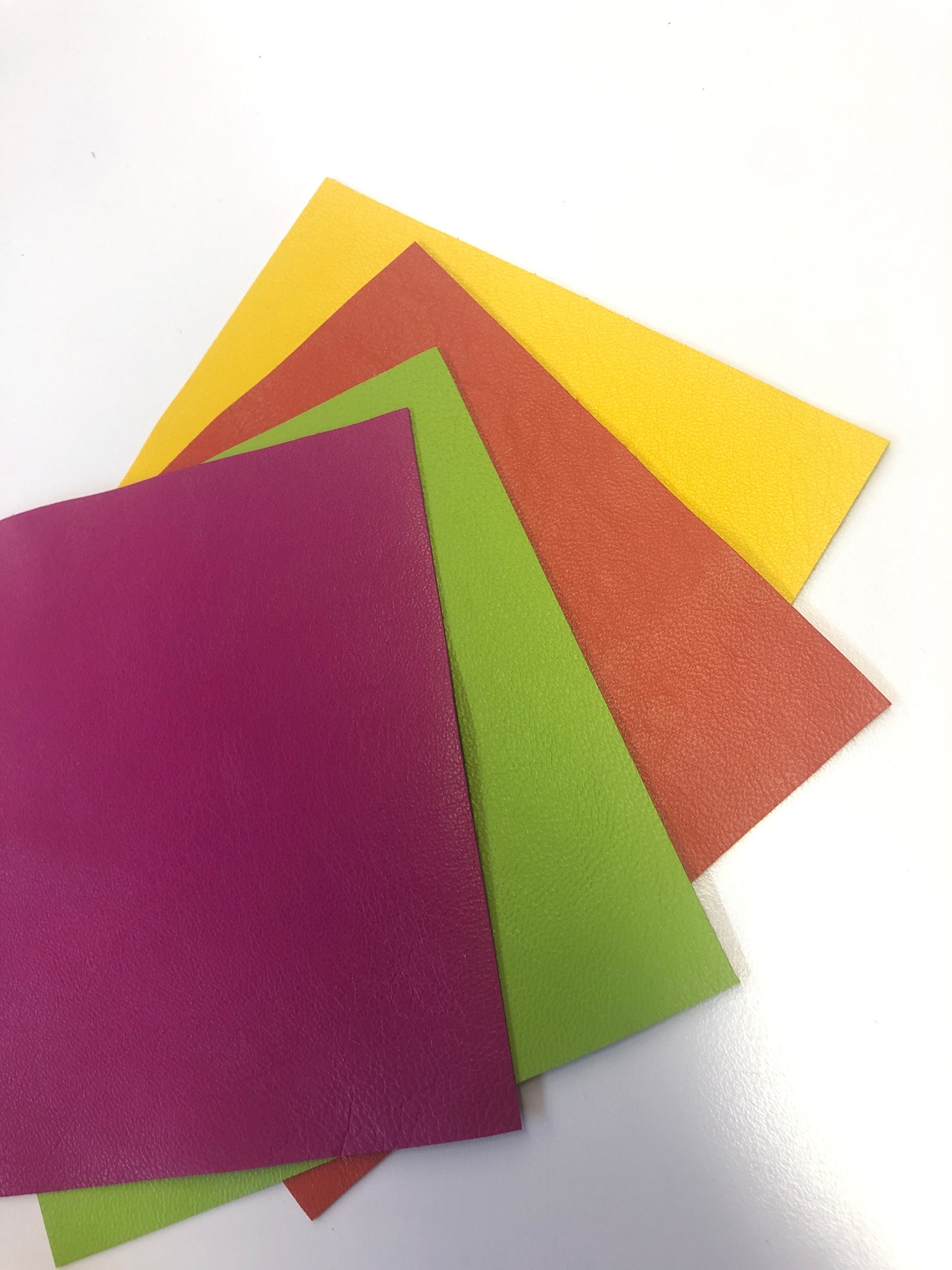 LEATHER Bright Colors 10"x10" Bright Pink, Bright Green, Orange, Yellow ...