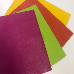 LEATHER Bright Colors 10"x10" Bright Pink, Bright Green, Orange, Yellow ...