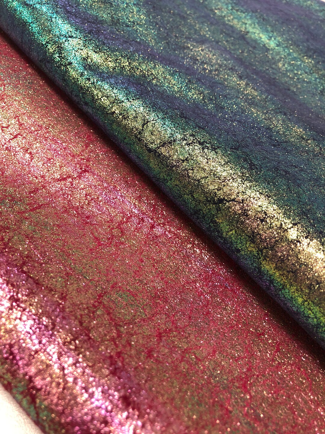 LEATHER VINTAGE Metallic Suede Crackle / Purple and Pink Shimmering ...