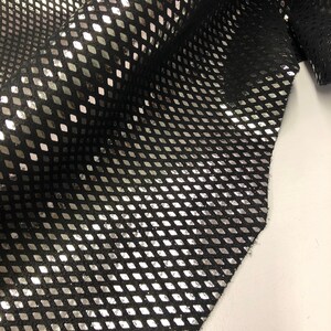 LEATHER SHINY METALLIC Silver Black Calfskin Suede/metallic Leather ...