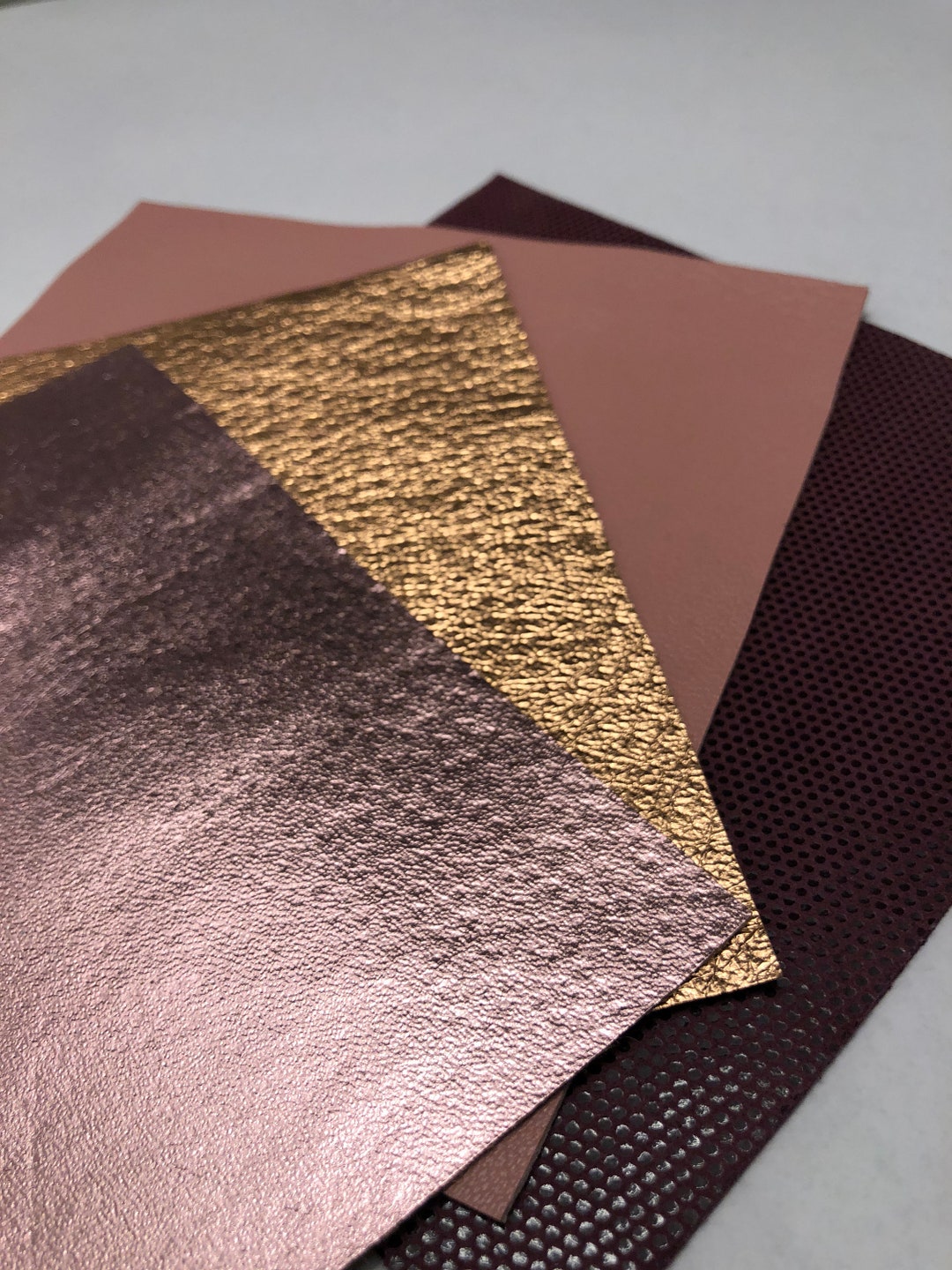 LEATHER Set of 4 Amazing Leathers: Pink Metallic, Copper Metallic, Baby ...