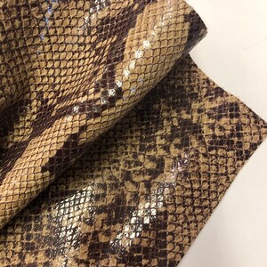 PYTHON LEATHER SKINS Print/natural Tan Brown Python Snakeskin Printed ...