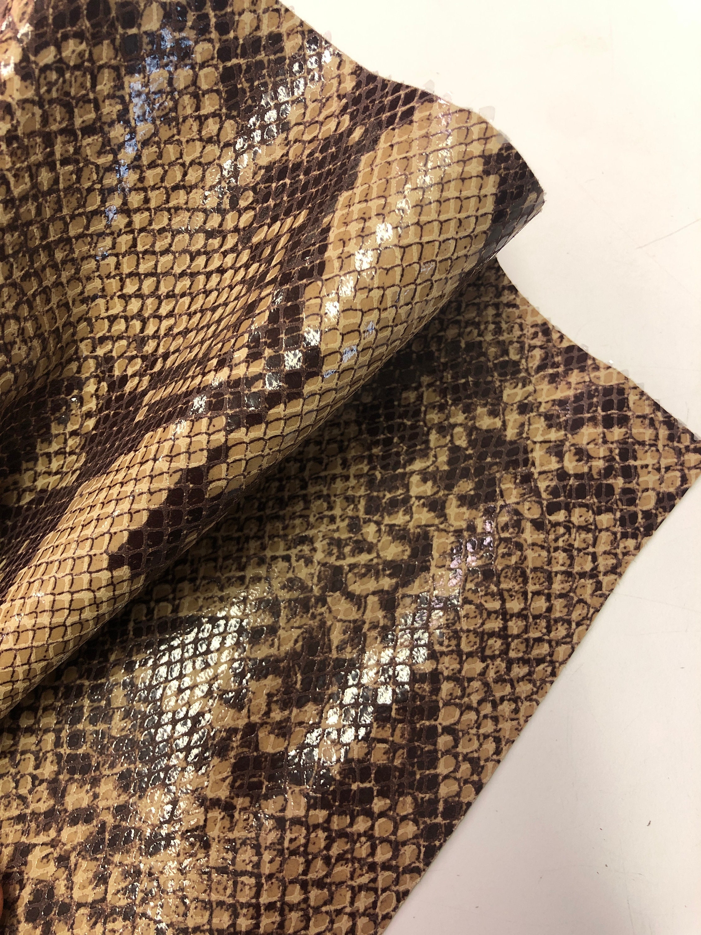 LEATHER SKINS PYTHON Print/Natural Tan Brown Python Snakeskin | Etsy