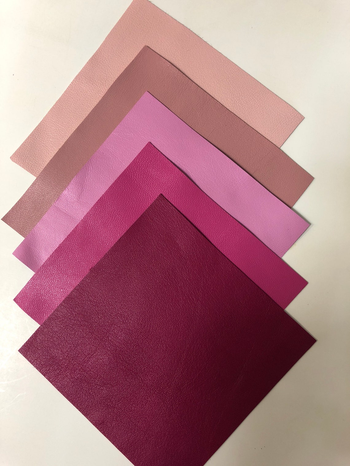 PINK Shades LEATHER Sheetset of 5 Size 6x6 Light Pink | Etsy