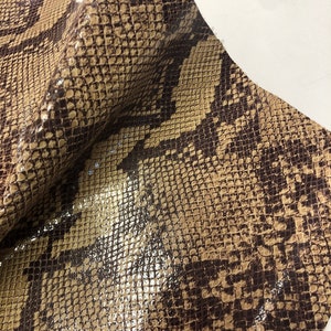 PYTHON LEATHER SKINS Print/natural Tan Brown Python Snakeskin Printed ...