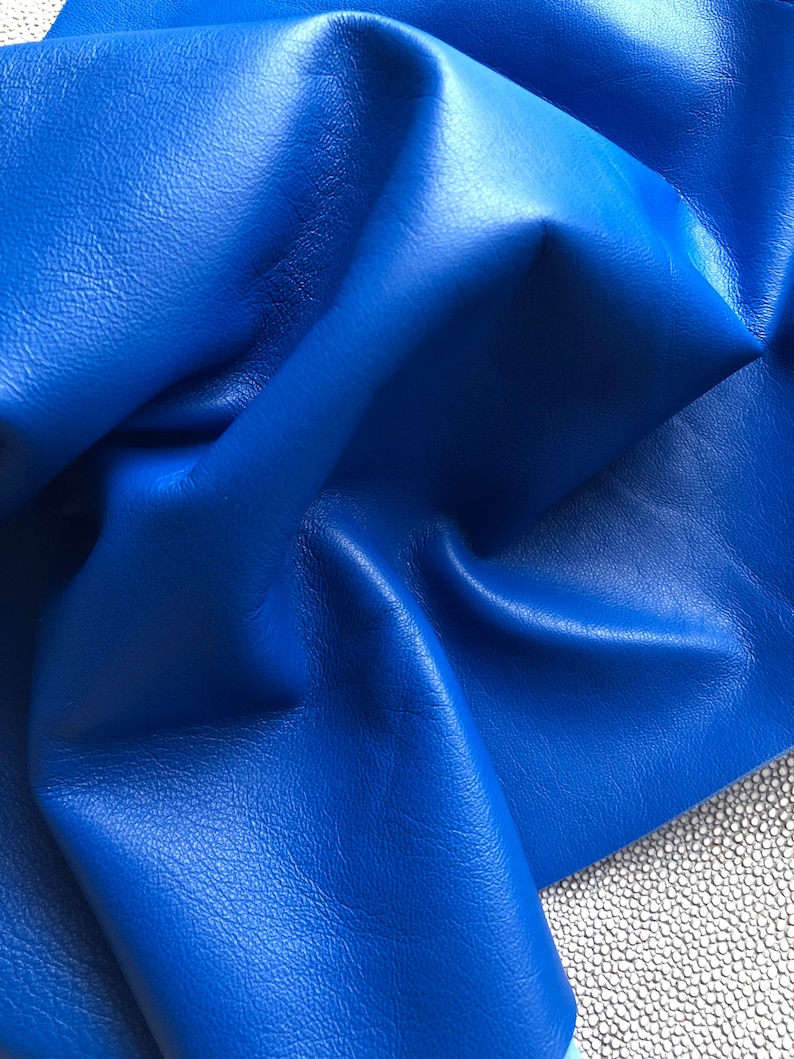 LEATHER Bright Blue/real Leather Hide/soft Genuine Leather/leather ...