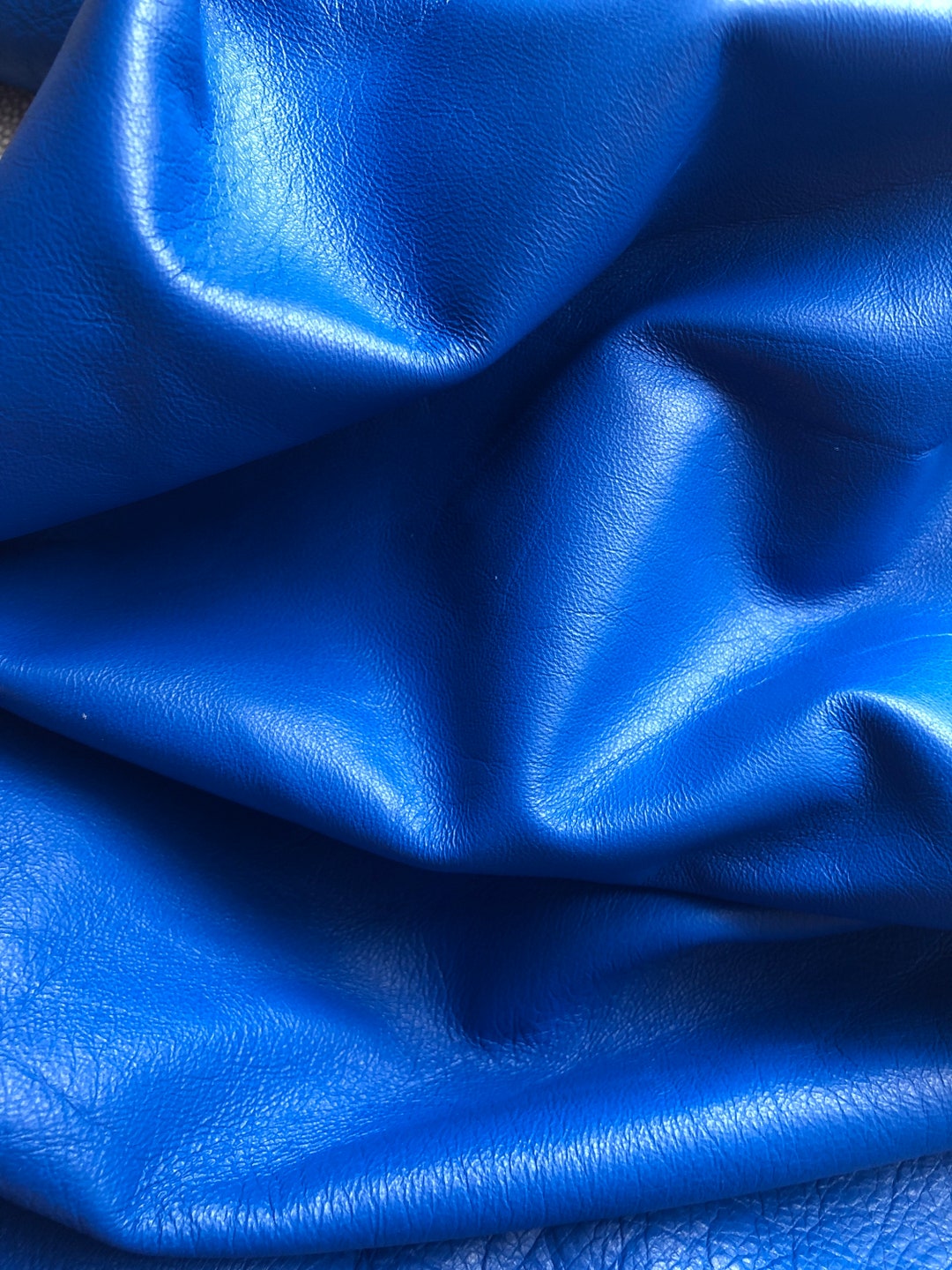 LEATHER Bright Blue/real Leather Hide/soft Genuine Leather/leather ...