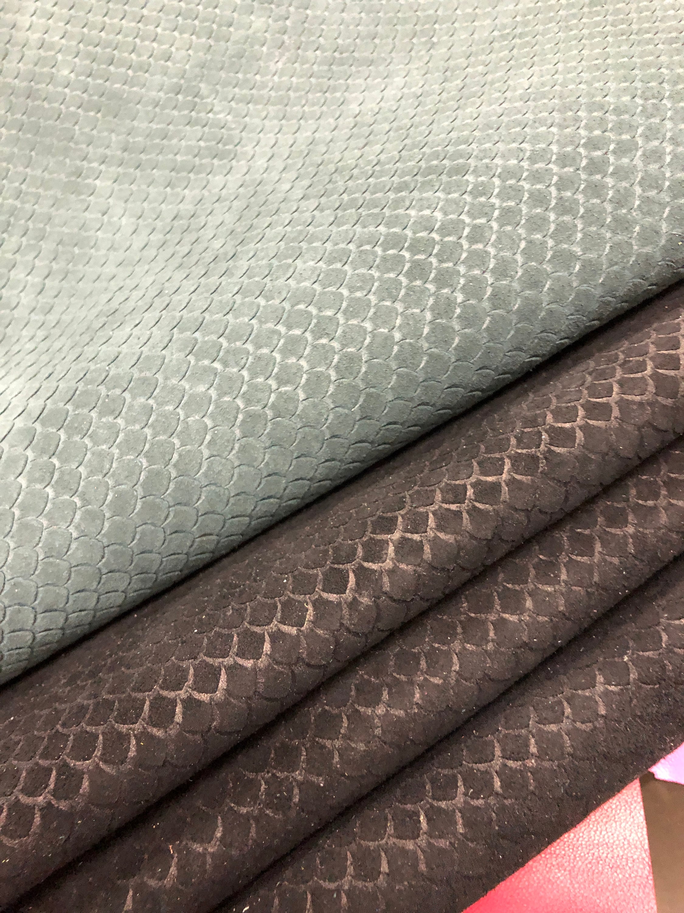 LEATHER Raised Snake Scale/Forest Green and Black Calfskin | Etsy