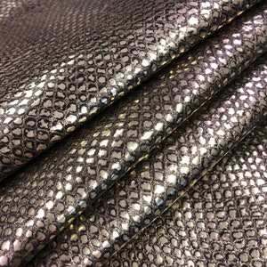 GOLD METALLIC SNAKE Leather/printed Very Shiny With Black Suede Back ...