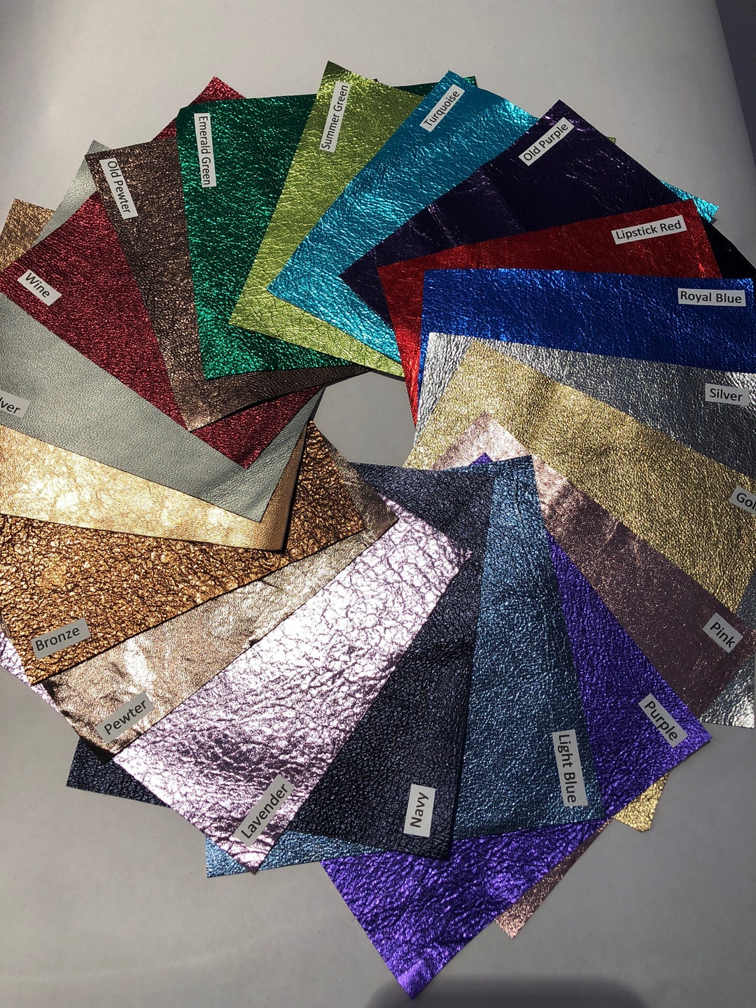 METALLIC GENUINE LEATHER, You Choose Color and Size, Available in 19 ...