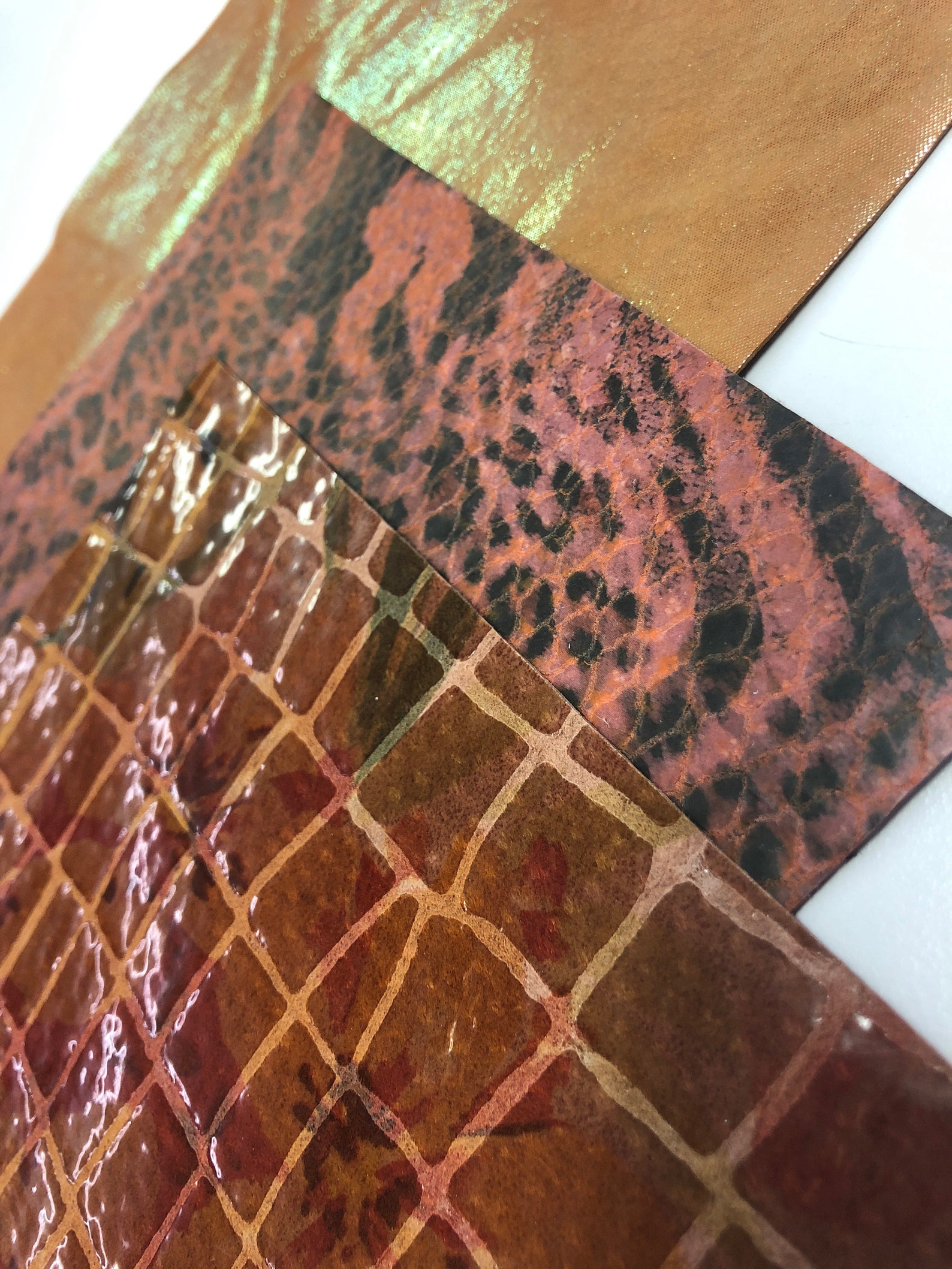 LEATHER Metallic COPPER 6"x5.5" Set of 3 Shimmer Copper Suede,copper ...