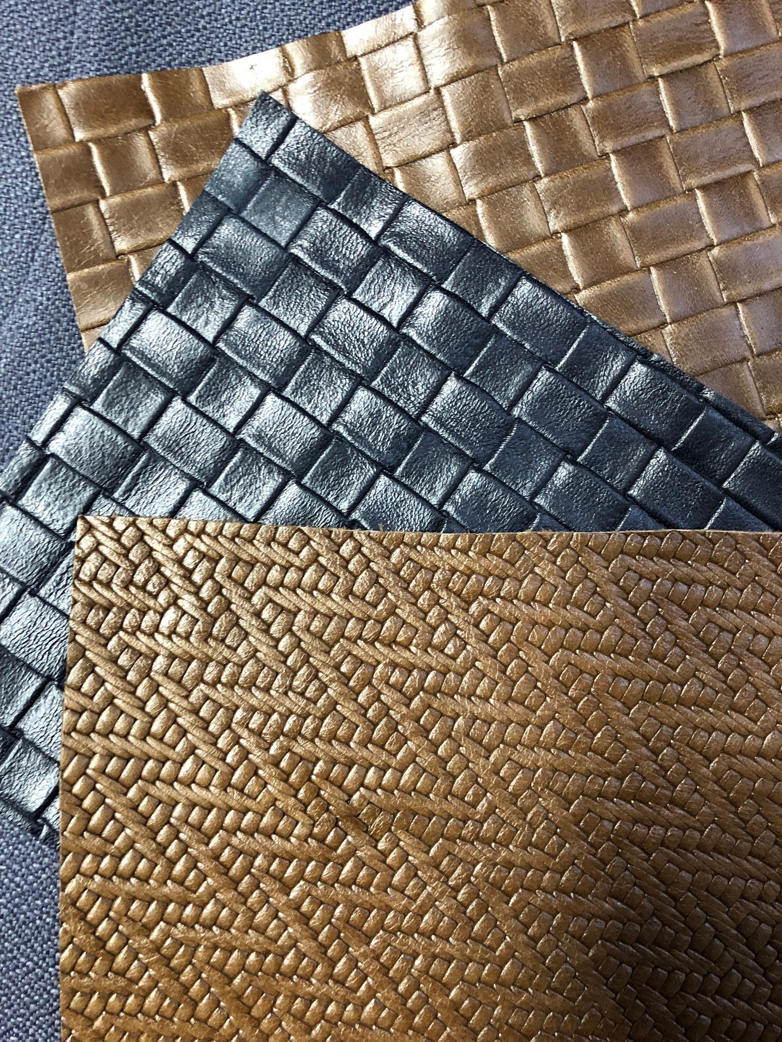 LEATHER BASKETWEAVE Large Pattern Zig Zag Braided - Etsy