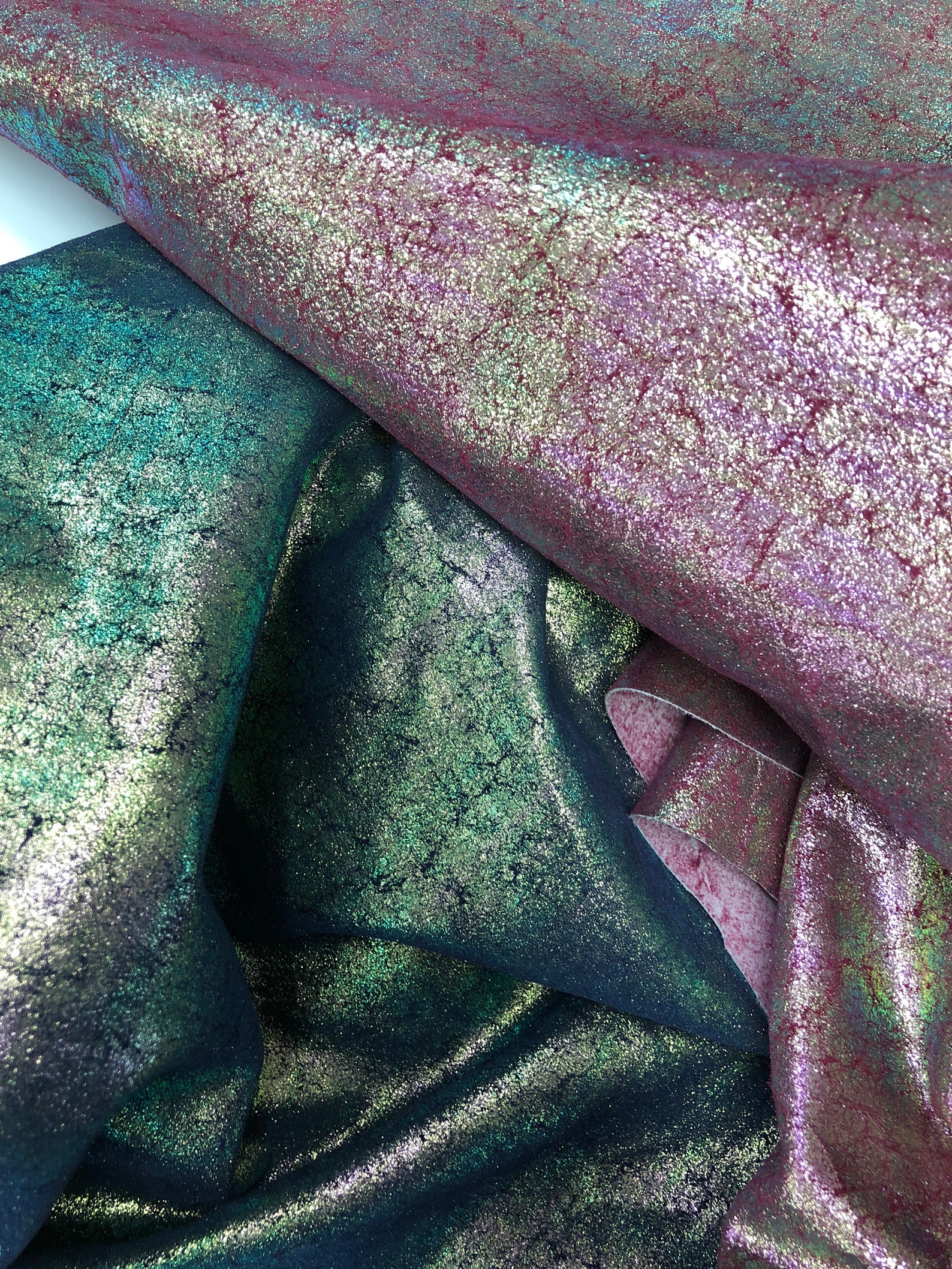 LEATHER 8x10 VINTAGE Look Shimmering Metallic | Etsy