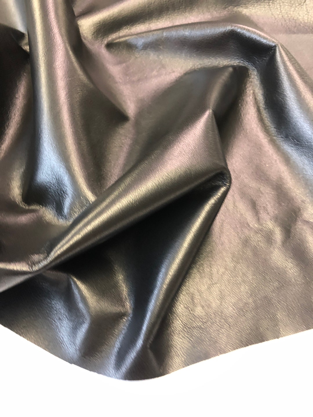 LEATHER BLACK Finest Black Nappa, LEATHER Italian Lambskin Leather,soft ...