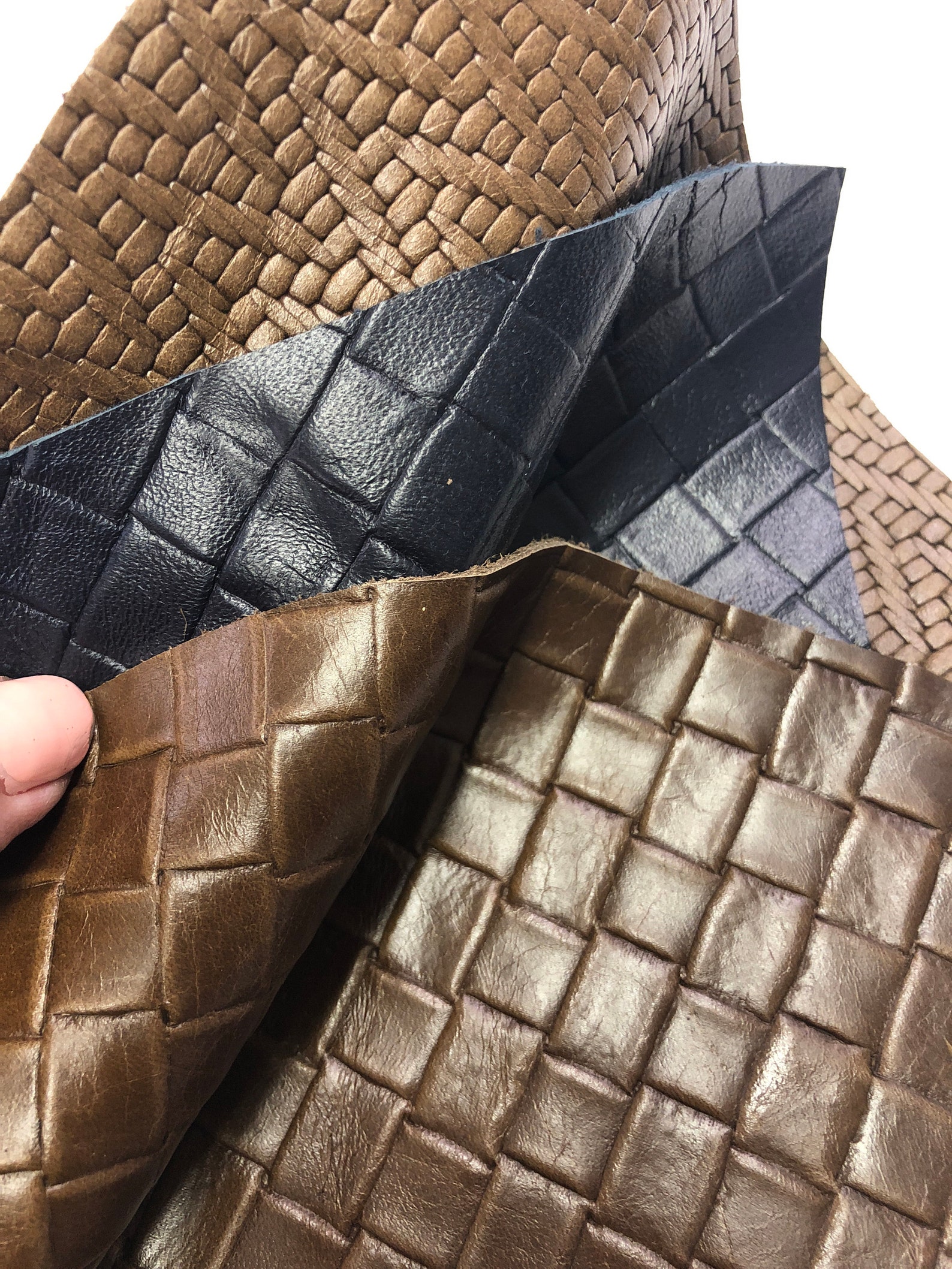 LEATHER BASKETWEAVE Large Pattern, Zig Zag, Braided Basketweave ...