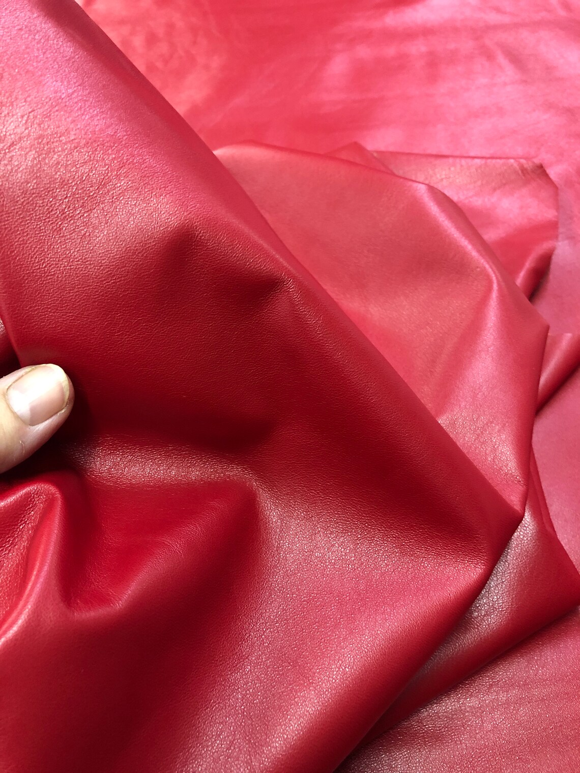 LEATHER SKINS/RED Lambskin leather/ Buttery Soft Genuine | Etsy