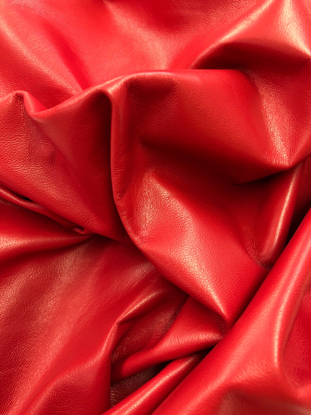 RED LEATHER “SUPERB M 7000” Lambskin Leather Skins, Average 7-8 Sq.ft ...