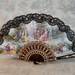 Lovely Vintage Ladies Hand Fan With Beautiful Scene and Black Lace ...