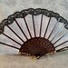 Lovely Vintage Ladies Hand Fan With Beautiful Scene and Black Lace ...