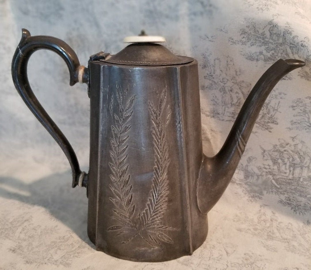 Antique Victorian Tea Pot: Wheat Etched Old Sheffield, England - Etsy