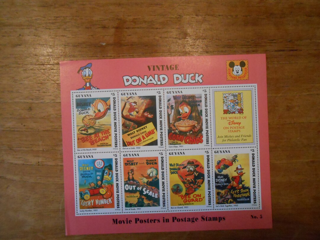 Stamp Block Walt Disney Donald Duck Vintage Unused - Etsy