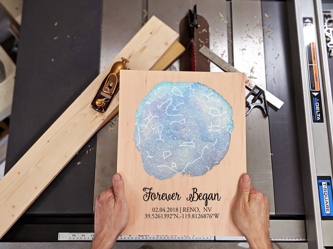 Star Chart 5th Anniversary Gift for Her Personalized Gift on Wood ...