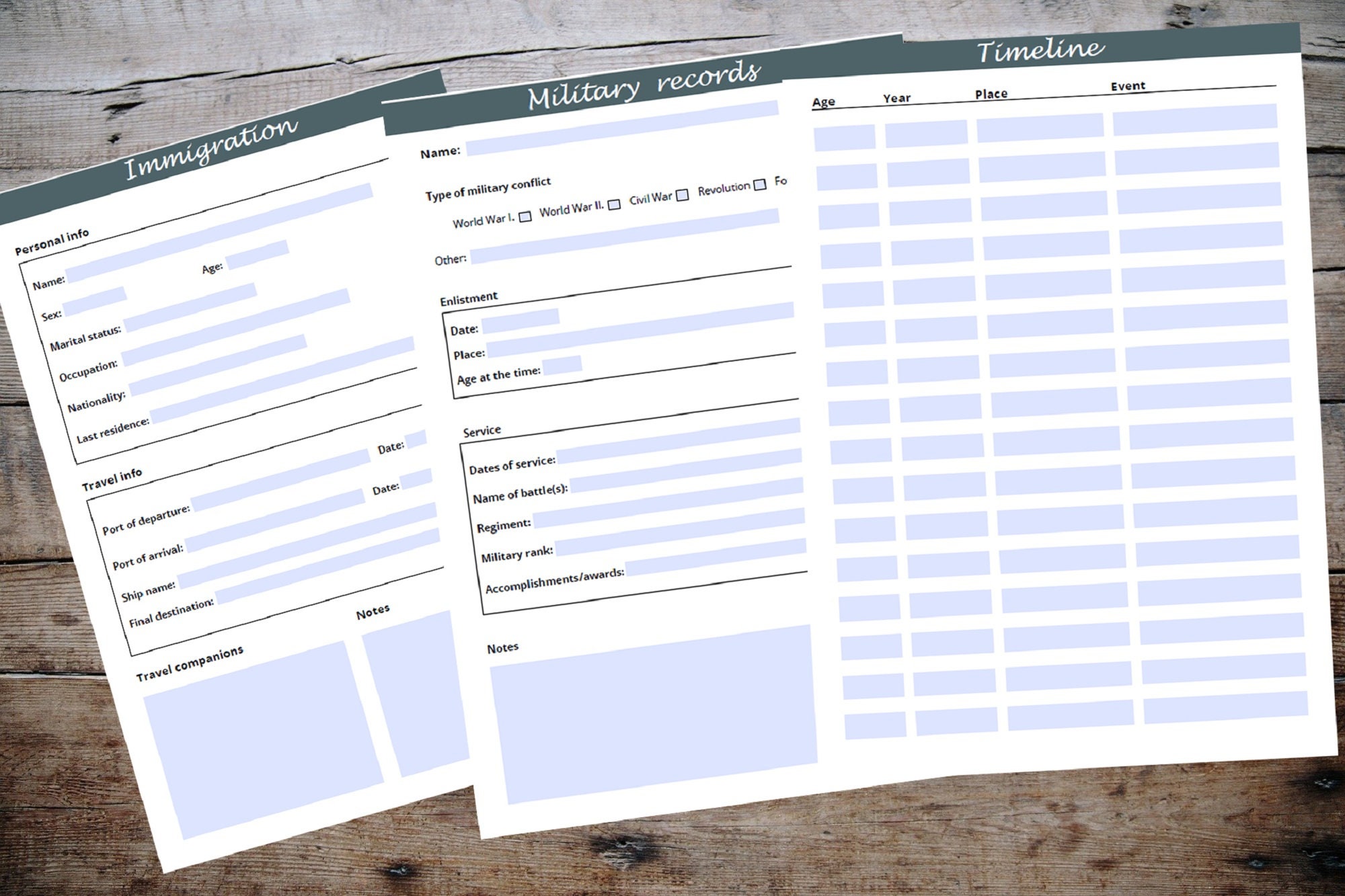 Family history bundle clickable easy to fill genealogy | Etsy