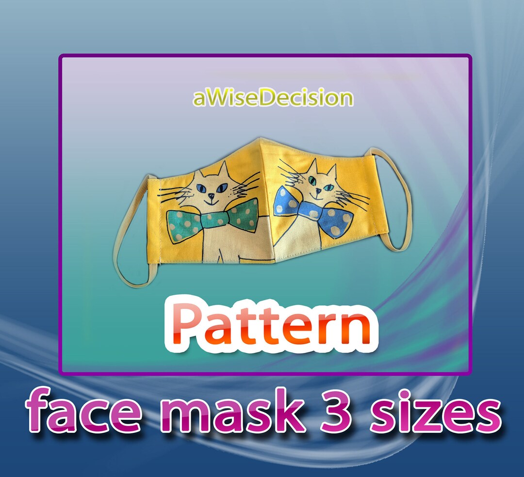 Face Mask Pattern 3 Sizes Small / Teen / Large Adult PDF + Pattern JPEG ...