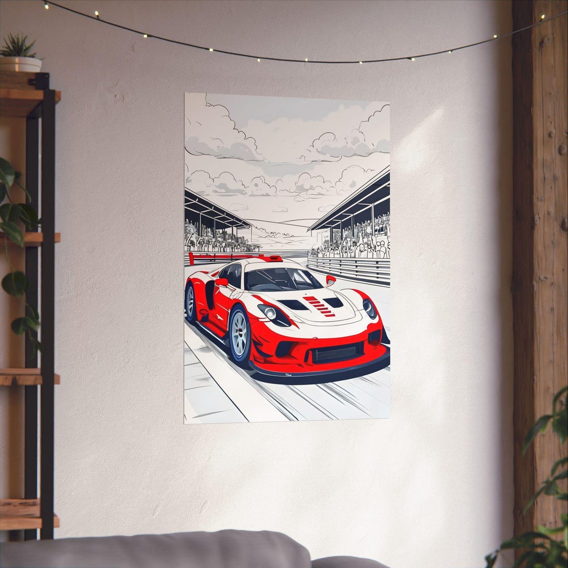 High-speed Race Car, Grey Scale Art Print, Wall Decor, Auto Enthusiast ...