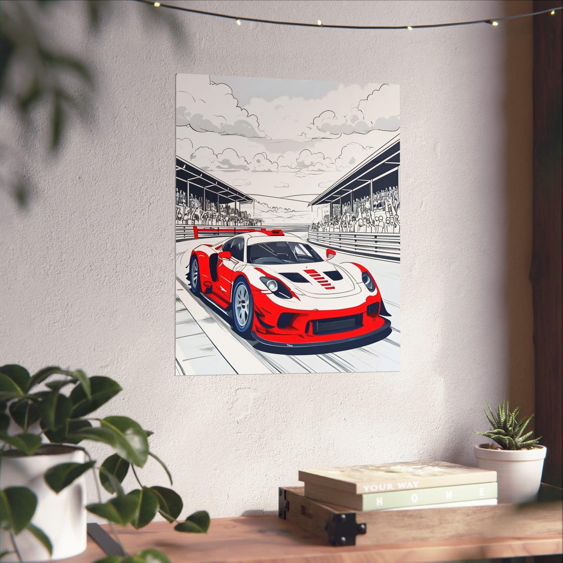 High-speed Race Car, Grey Scale Art Print, Wall Decor, Auto Enthusiast ...