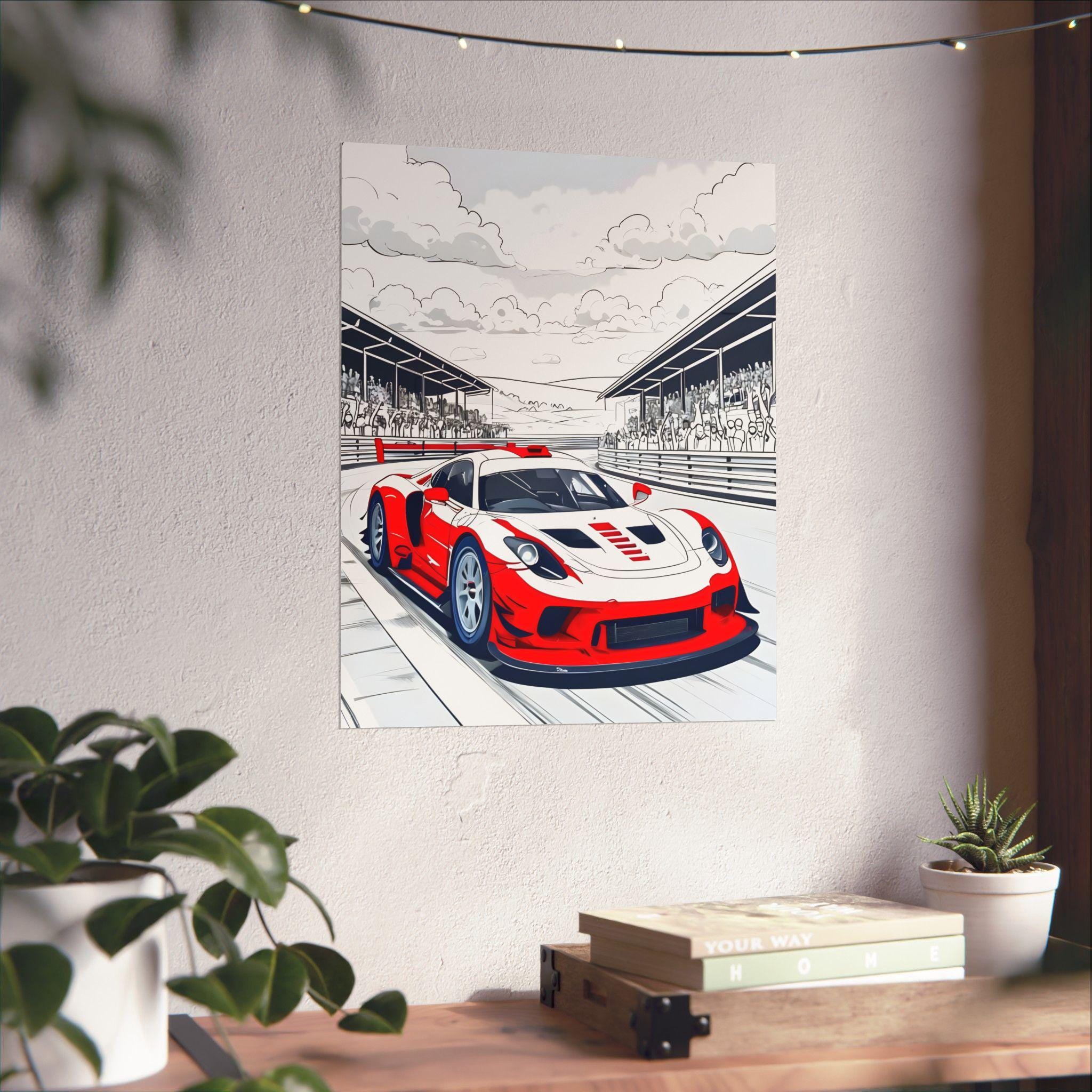 High-speed Race Car, Grey Scale Art Print, Wall Decor, Auto Enthusiast ...